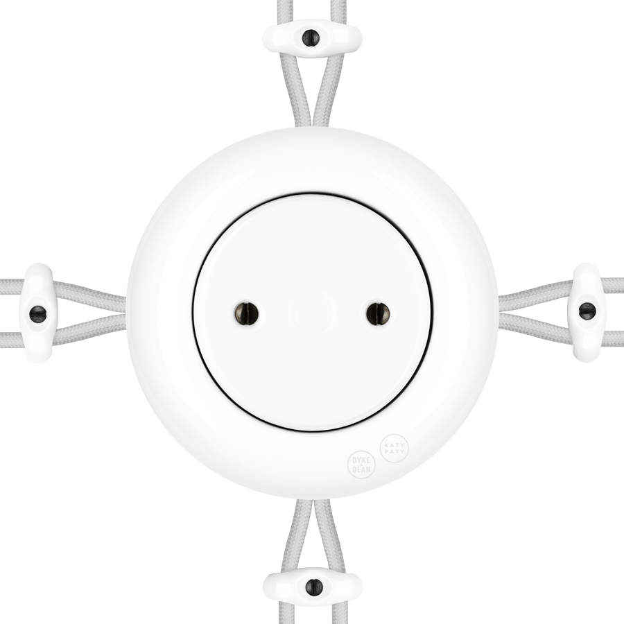 SURFACE PORCELAIN JUNCTION BOX WHITE BRASS SCREWS - DYKE & DEAN