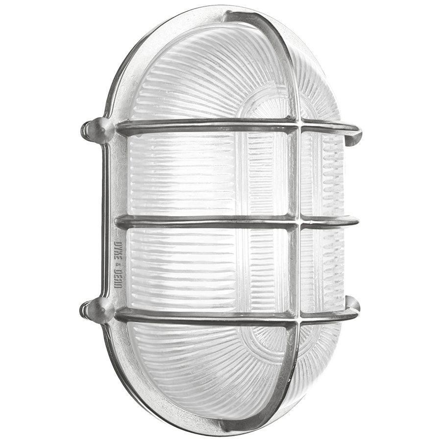 LARGE CAGE OVAL CHROME BULKHEAD LIGHT TENIDO BATHROOM / OUTDOOR LUCES ...